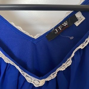 Just For Wraps | Dresses | Jfw Cobalt Blue Chiffon Cape Midi Dress ...